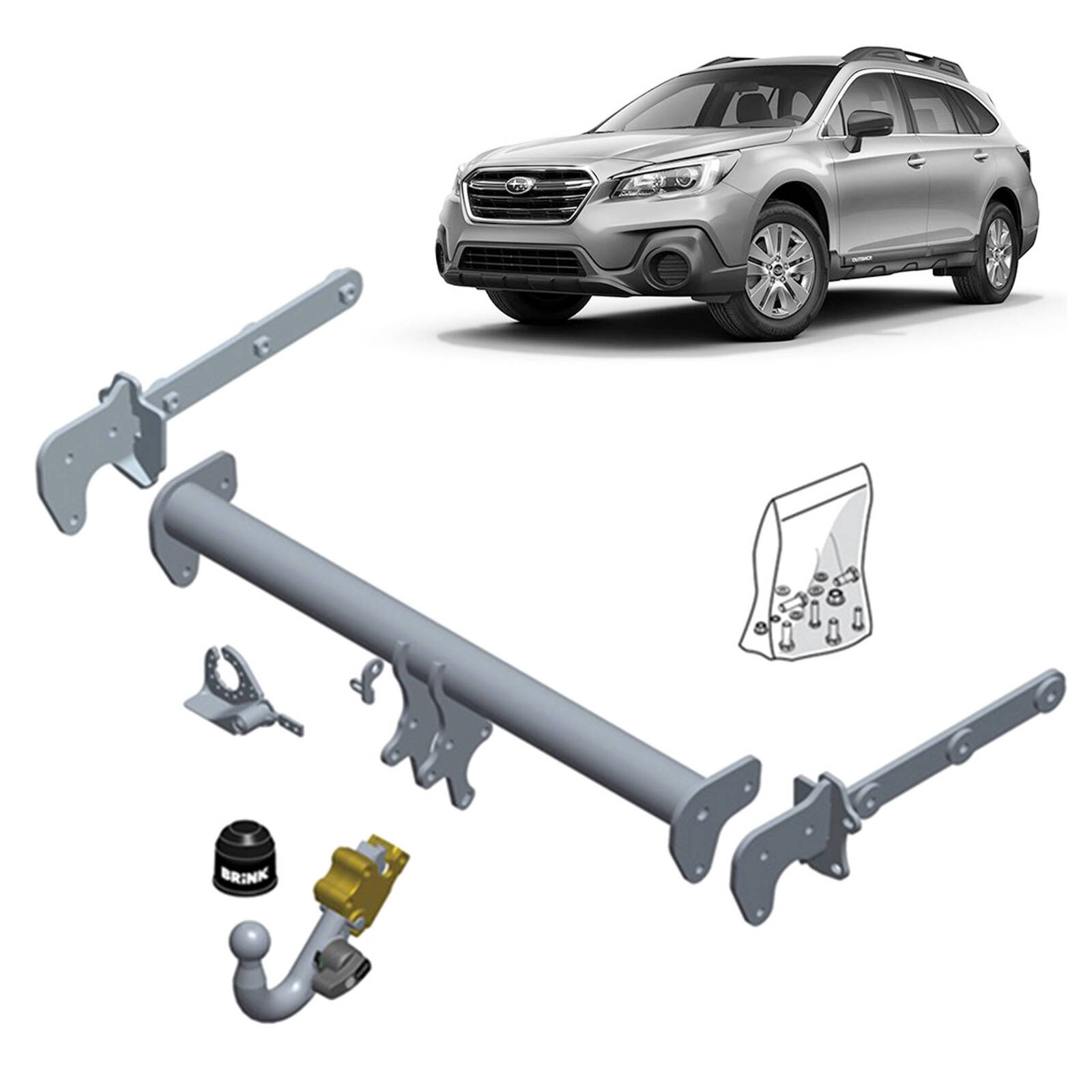 Brink European Style Towbar & Universal Wiring for Subaru Outback BS ...