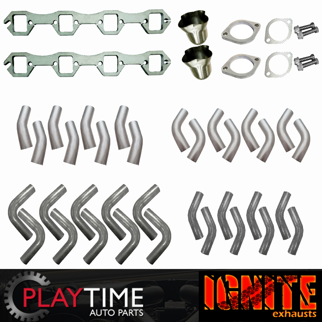 Ford Windsor V8 4-1 Stainless Steel Extractor Kit - 1 3/4" Mandrel ...