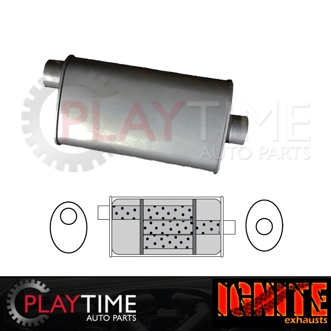 New 2" Redback Triple Flow Extra Baffle Sports Offset/Centre Muffler ...