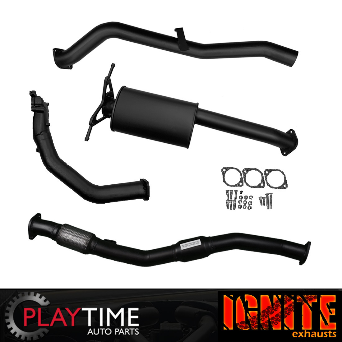 Nissan D22 Navara 2.5L Exhaust 3" Turbo Back Cat & Muffler Black ...