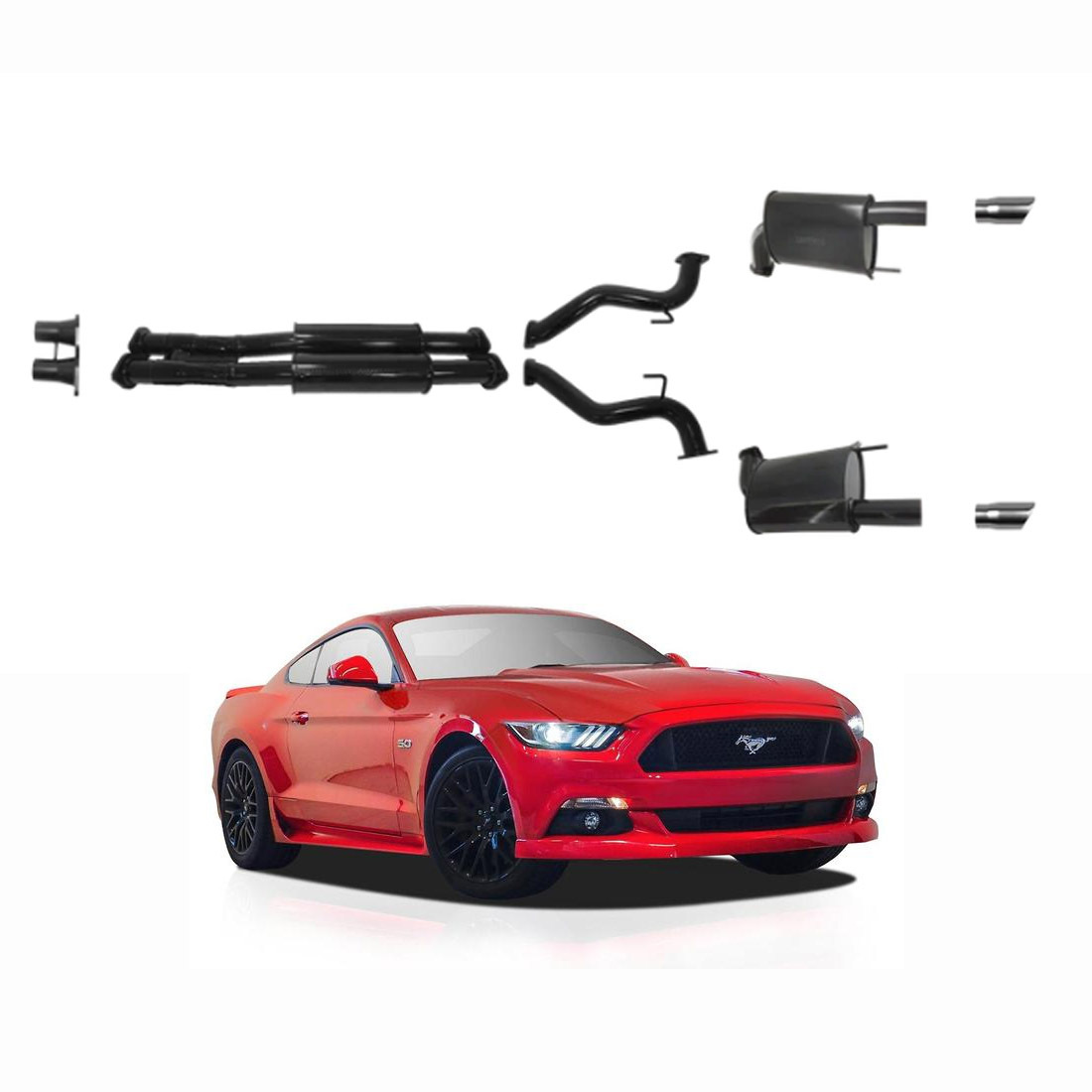 Ford Mustang Coupe 5.0L 3" Inch Cat Back System for both LH And RH Drive