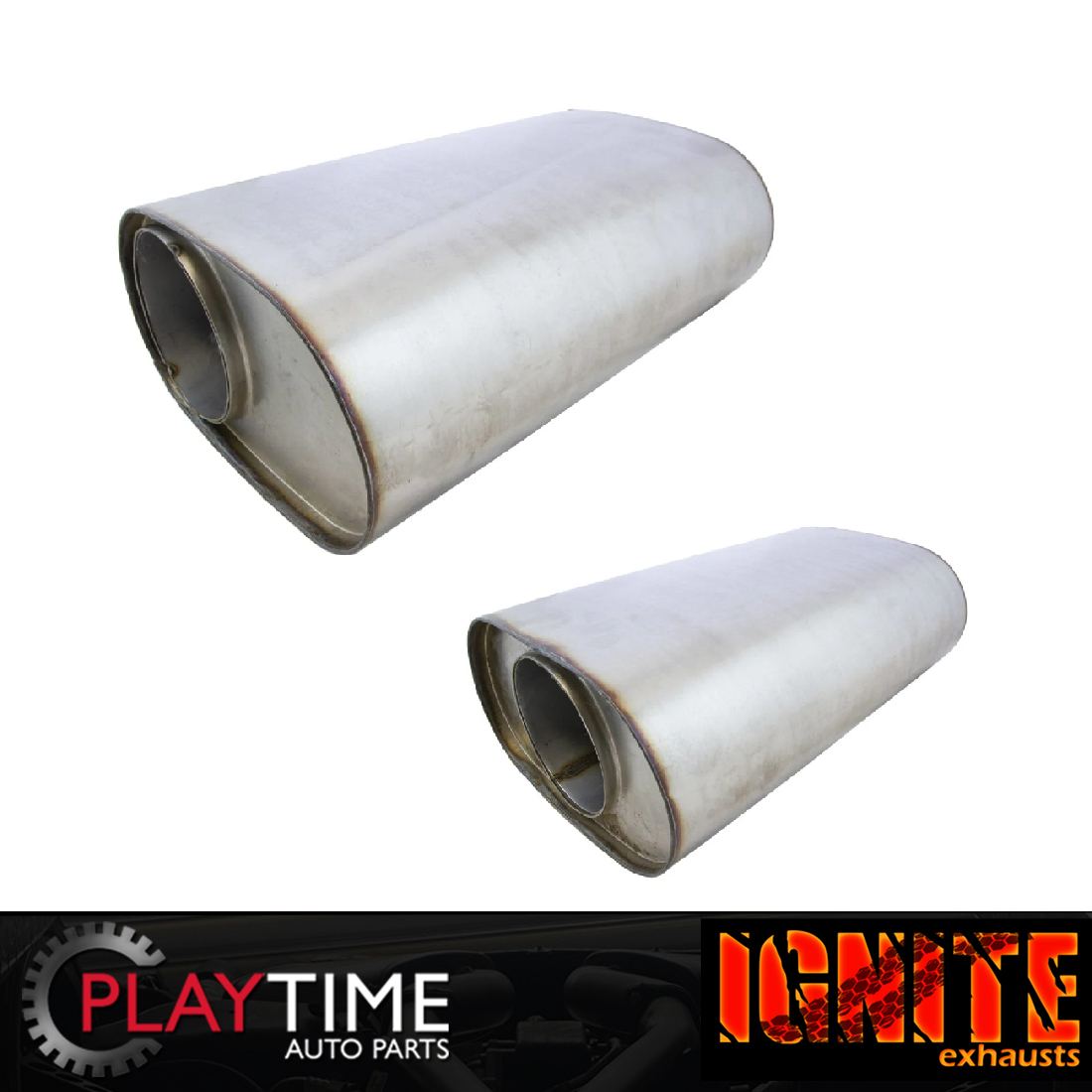 Redback Sports Muffler 9" x 5" Oval, 14" Long, 4", O/C, Mega Power 409 ...