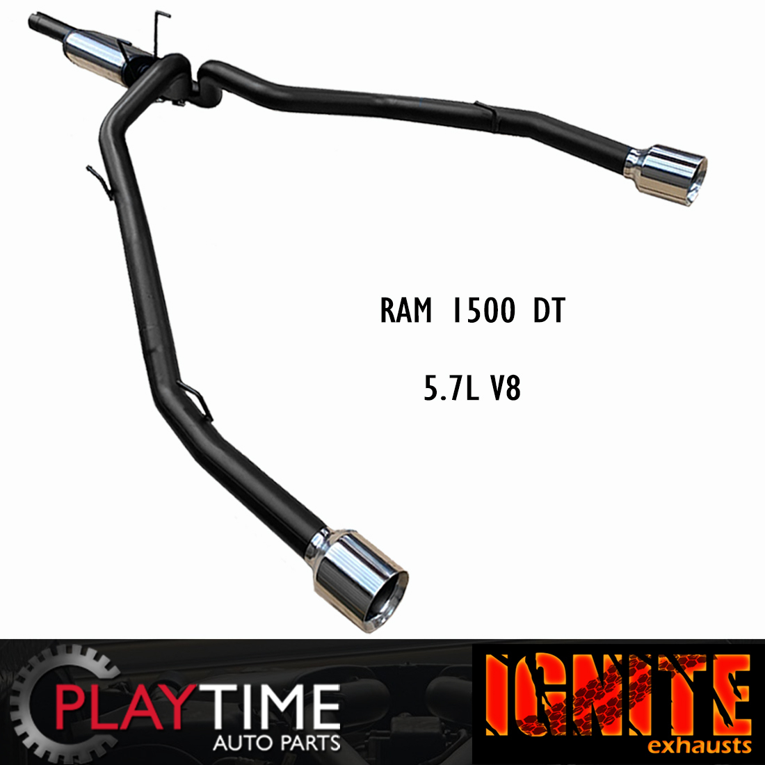 RAM DT 1500 Exhaust 5.7L V8 3 inch Cat Back With Chrome Tips Aluminised ...